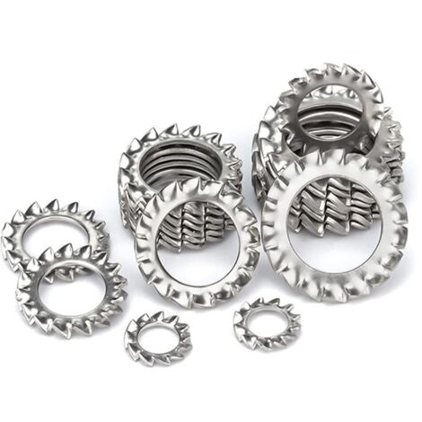 300-Piece Tooth Lock Washers, Stainless Steel Brake Washers, Toothed ...