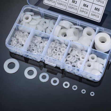 500 Pieces Nylon Flat Washers, Round Insulation Spacer Seals, Plumbing ...
