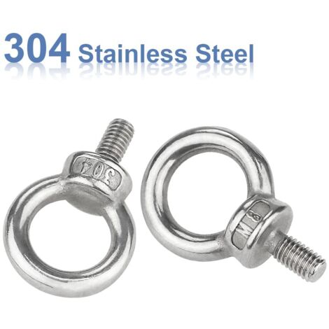 M8 Eye Bolts, Lifting Ring, Male Thread Screws in 304 Stainless Steel ...