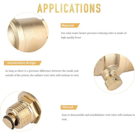Set of 2 DN15 Brass Automatic Air Release Valves for Solar Water Heater ...
