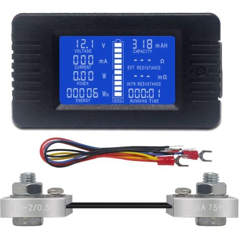 DC Battery Meter Voltmeter Ammeter Energy Monitor LCD Digital ...