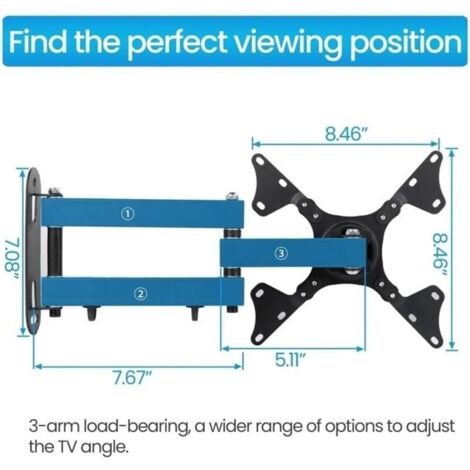 Vtizikl Support TV Mural Fixation Support Mural Ecran PC Orientable et ...