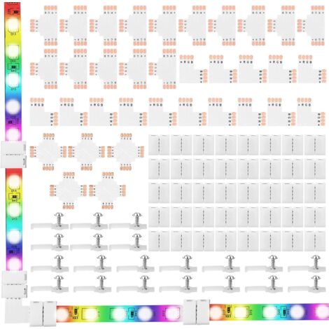 95 Pcs 4 Broches Set Connecteurs de Bande LED, Clips de Fixation à Vis ...