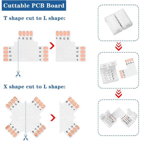 95 Pcs 4 Broches Set Connecteurs de Bande LED, Clips de Fixation à Vis ...