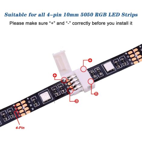 95 Pcs 4 Broches Set Connecteurs de Bande LED, Clips de Fixation à Vis ...