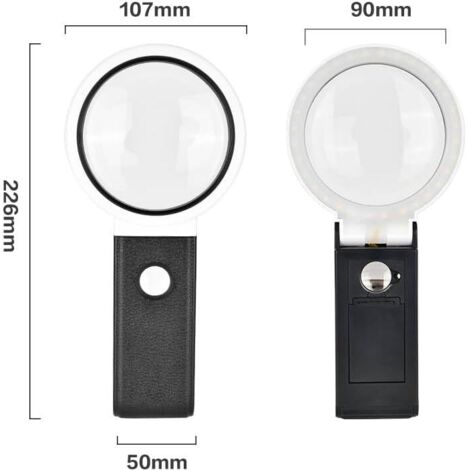 Loupes avec lumière et Support, loupe Lumineuse 10x 25x, Grande loupe ...