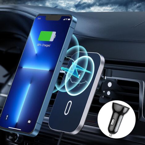 Chargeur induction voiture allume cigare USB C charge rapide 15W noir ...