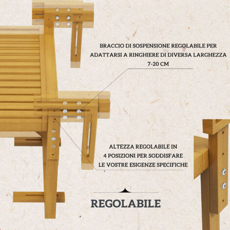 Table suspendue balcon bois pliable table de balustrade 60x40cm ...