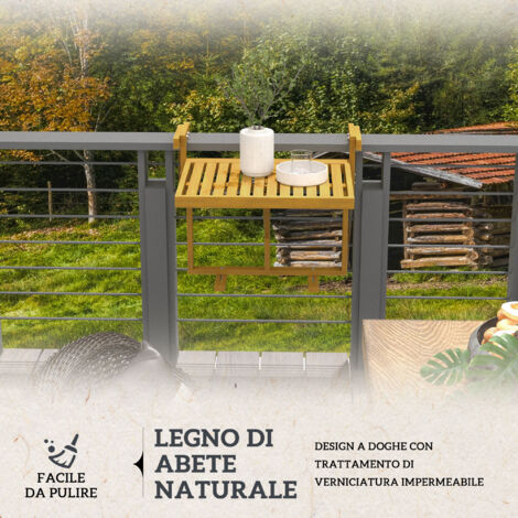 Table suspendue balcon bois pliable table de balustrade 60x40cm ...