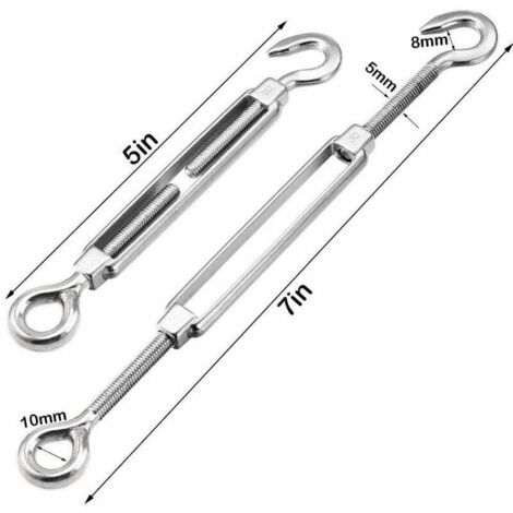 Tensor de cable con gancho M5 (gancho y ojal), tensor de cable de acero ...