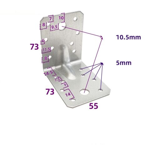 Eckverbinder 73 x 73 x 55 mm mit perforiertem, geripptem Winkel für ...