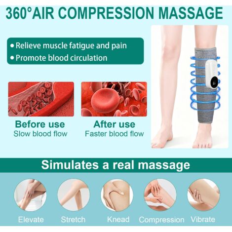 Masseur Jambes Sans Fil avec Chaleur et Compression Masseur de Mollets ...