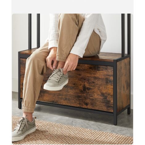 Valora Portant Vêtements avec Siège et Étagères Marron Noir