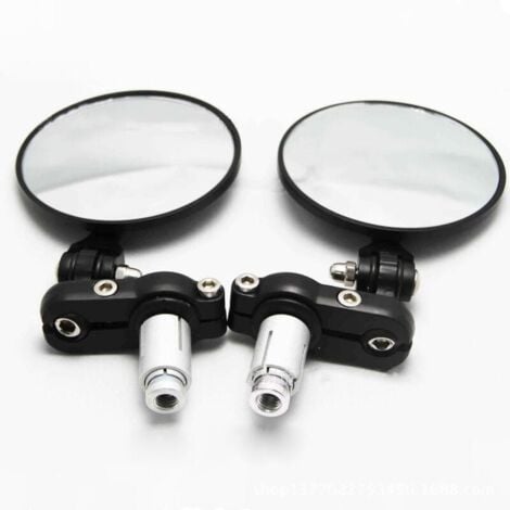 Noir Ronds Moto Rétroviseur Latéral 7/8 "20mm Poignée Miroirs de fin de ...