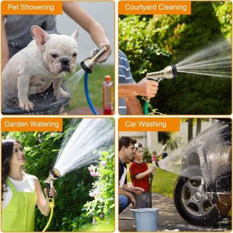 Buse de tuyau d'arrosage robuste en métal avec 9 modes réglables ...