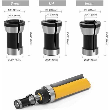 6 Pièces Tête de Mandrin de Collet, Mandrin de Collet Adaptateur, Tête ...