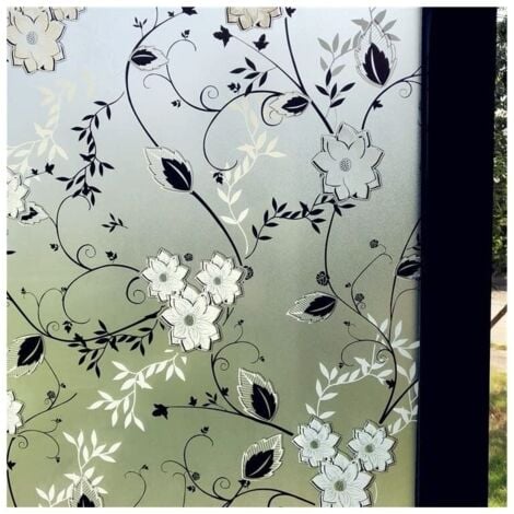 Film Fenetre Anti Regard Occultant, Fleur Film Electrostatique Vitre, 44.5x200CM-LIAIKI