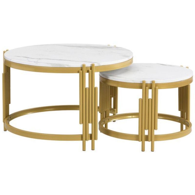Ensemble de tables basses modulaires, finition marbre, structure ...