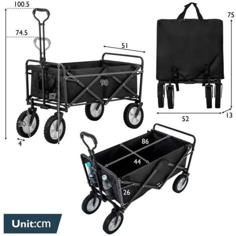 Chariot à main pliable - JAERLIUB - Tout terrain - Blanc - Anthracite ...