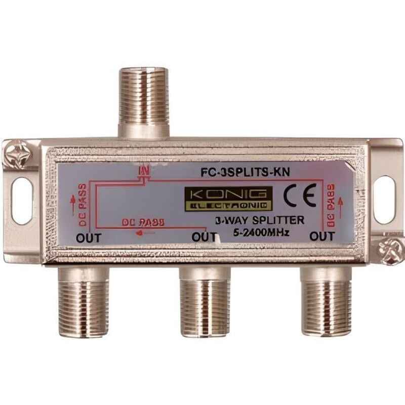 Distributeur d'antenne TV - Marque - 1 entrée 3 sorties - Noir - Coaxial