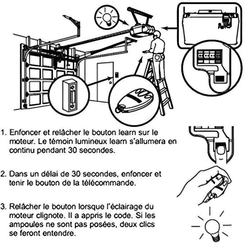 HD-LINE 1X telecommande universelle 433 MHZ Porte de Garage / Portail ...