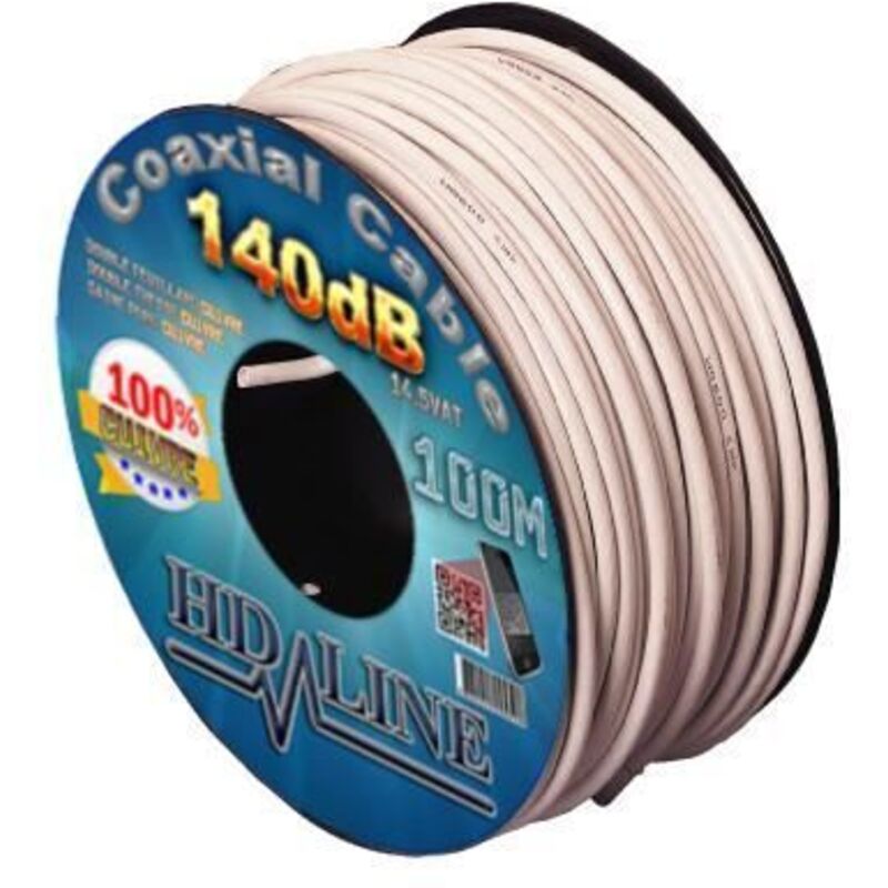 Câble Coaxial - HD-LINE - 100M - 100% Cuivre - Double Feuillard ...
