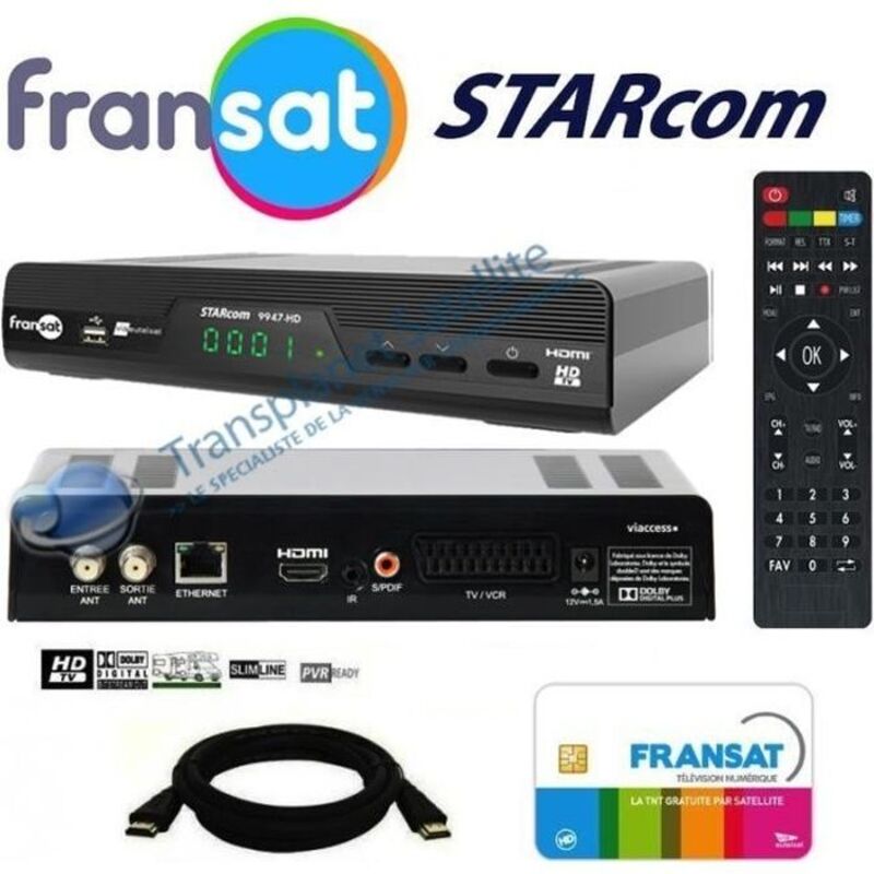 RECEPTEUR FRANSAT HD STARcom 9947 + CARTE FRANSAT + CABLE HDMI