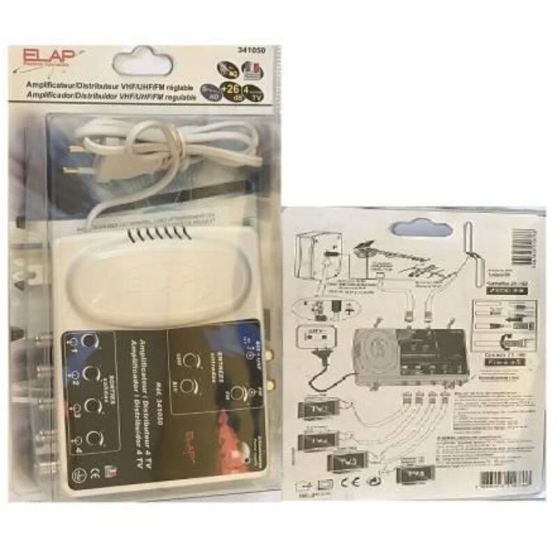 Amplificateur TNT 2 entrées (UHF/FM/VHF)/ 4 sorties REGLABLEs REF ...