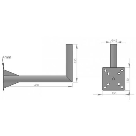 Fixation Murale en L coudée - HD LINE - Support de mât - Déport 450mm ...