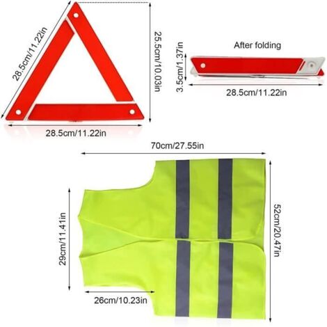 Kit Voiture Securite avec Pliable Triangle de Signalisation pour Auto ...