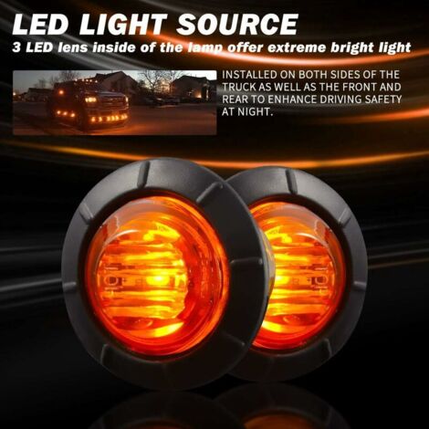 3/4 Zoll bernsteinfarbene runde LED-Birnen, Blinker, 12 V DC ...