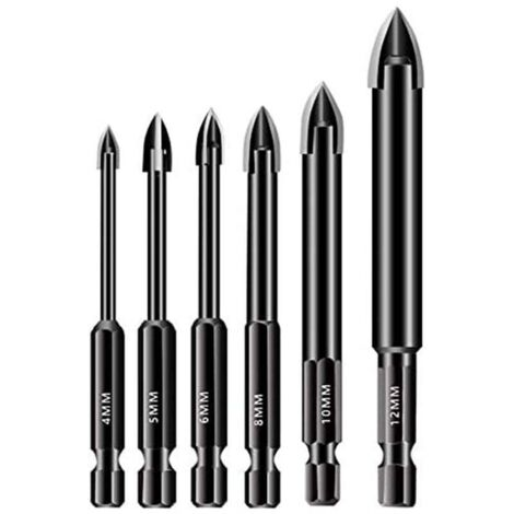 6-teiliges Glasbohrer-Set, 4/5/6/8/10/12 mm, Hartmetall-Fliesenbohrer ...