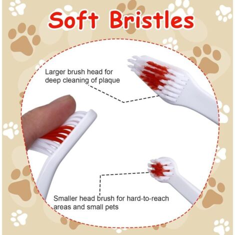 Set mit 3 doppelseitigen Haustierzahnbürsten, Zahnbürste mit weichen ...