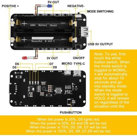 18650-Akkuschutzschild mit USB-Kabel, 3V/1A- und 5V/2A-Akkuschutzschild ...