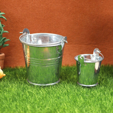 Piccolo secchio di metallo con manico, 4 cm di altezza x 5 cm di ...