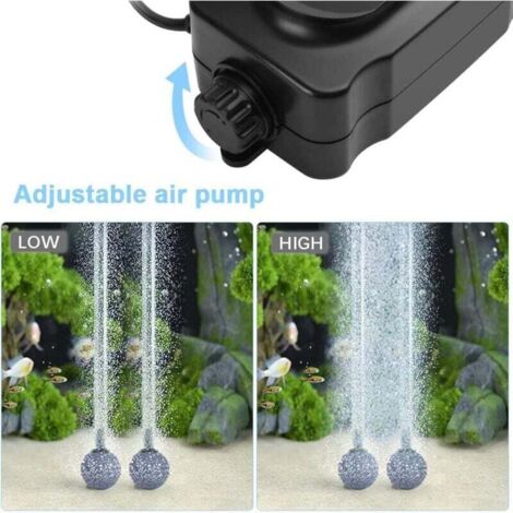 Bomba de aire para acuario, 8 W, potente y ajustable, con doble salida ...