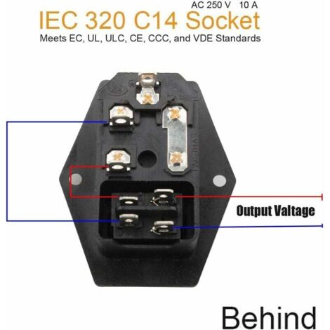 Conector adaptador IEC 320 C14, 220-250 V/10 A, conector de montaje ...