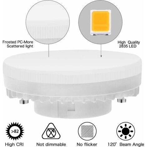 Bombilla LED GX53, 7 W, 3000 K, blanco cálido, no regulable, sin ...