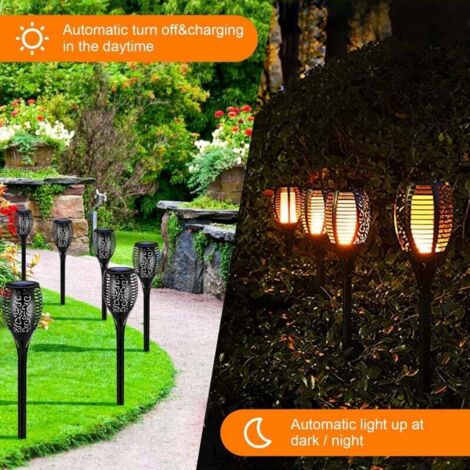 Antorcha de jardín, paquete de 4 luces LED solares de llama ...