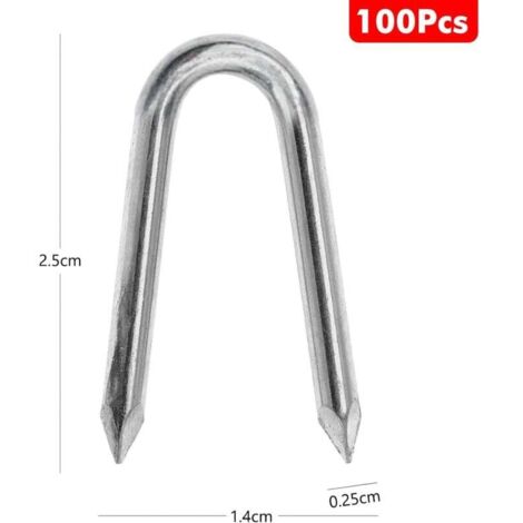 100 clavos en forma de U para vallas, clavos pequeños en forma de U de ...