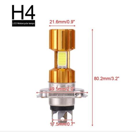 Faro LED H4 COB 18W 12V para moto, luz blanca, universal,