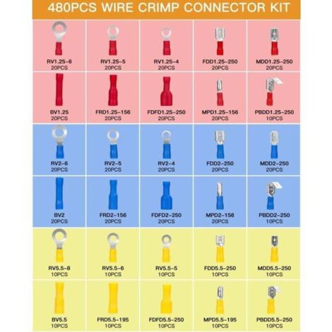 480 piezas de terminales eléctricos, terminales eléctricos automotrices ...