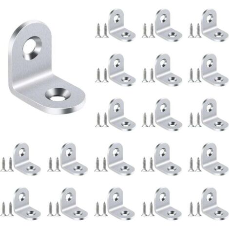 20 soportes de ángulo recto de 20 x 20 mm, de acero inoxidable, de 90 ...