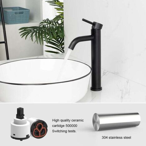 Grifo mezclador para lavabo de caño alto, conexión de agua fría y ...