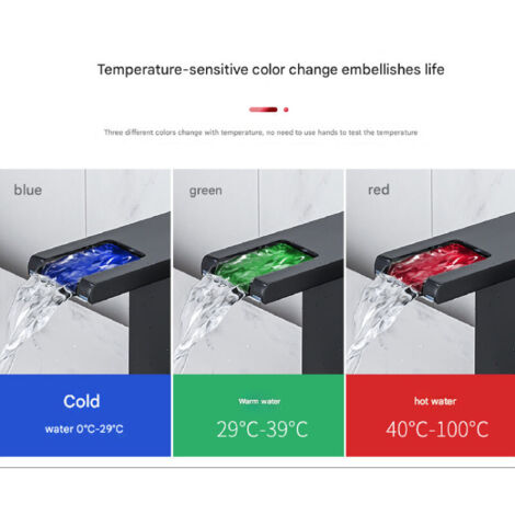 Grifo de cascada iluminado con LED de alta calidad para lavabos de agua ...