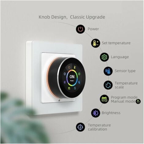 Thermostat de chaudière mural intelligent avec bouton WiFi 3A ...