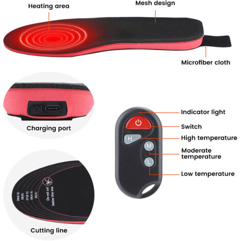 Semelle chauffante électrique rechargeable avec télécommande sans fil ...