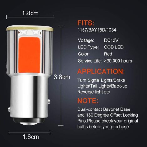 10 Pièces 1157 BAY15D LED Ampoules pour Auto Feux de Frein Clignotants ...