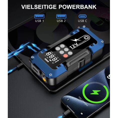 PowerTank Pro – 1200A Starthilfe, 150PSI Kompressor & 18W Powerbank