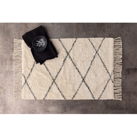 Tapis de bain Thelma blanc grand format 80x50 cm moelleux et chic ...